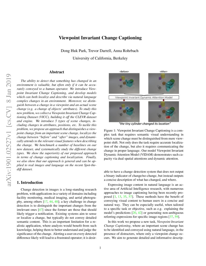Viewpoint Invariant Change Captioning | DeepAI