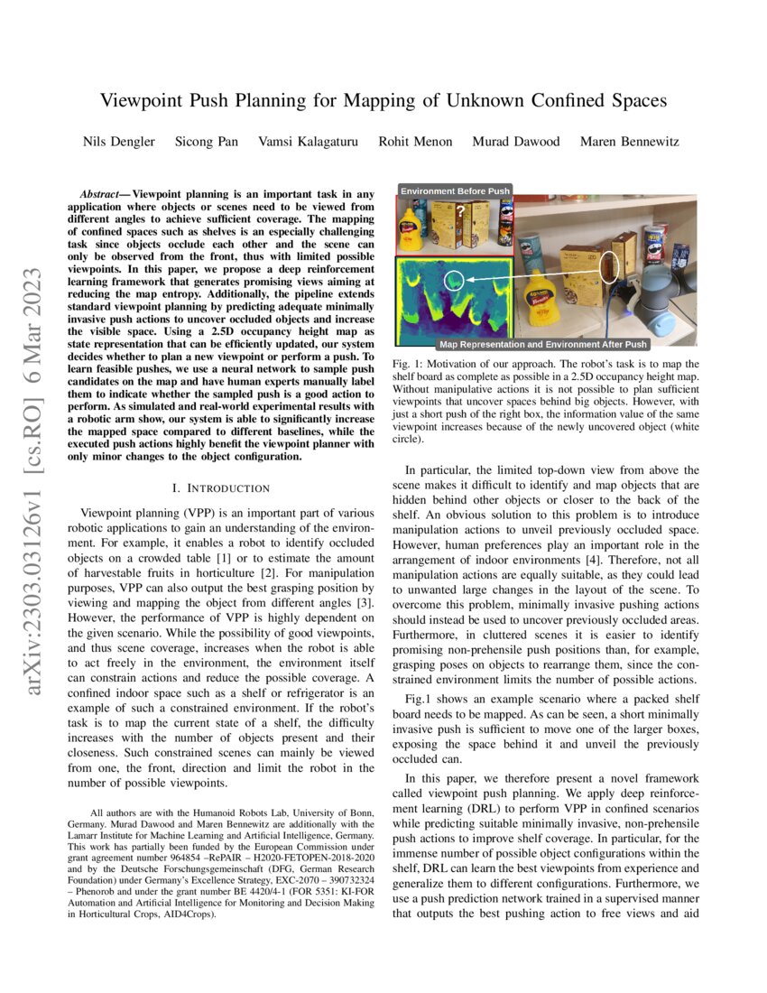 Viewpoint Push Planning for Mapping of Unknown Confined Spaces | DeepAI