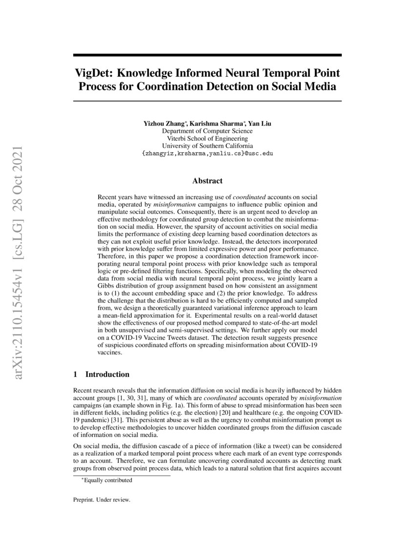 VigDet: Knowledge Informed Neural Temporal Point Process for Coordination Detection on Social ...