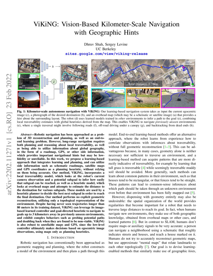 ViKiNG: Vision-Based Kilometer-Scale Navigation with Geographic Hints ...
