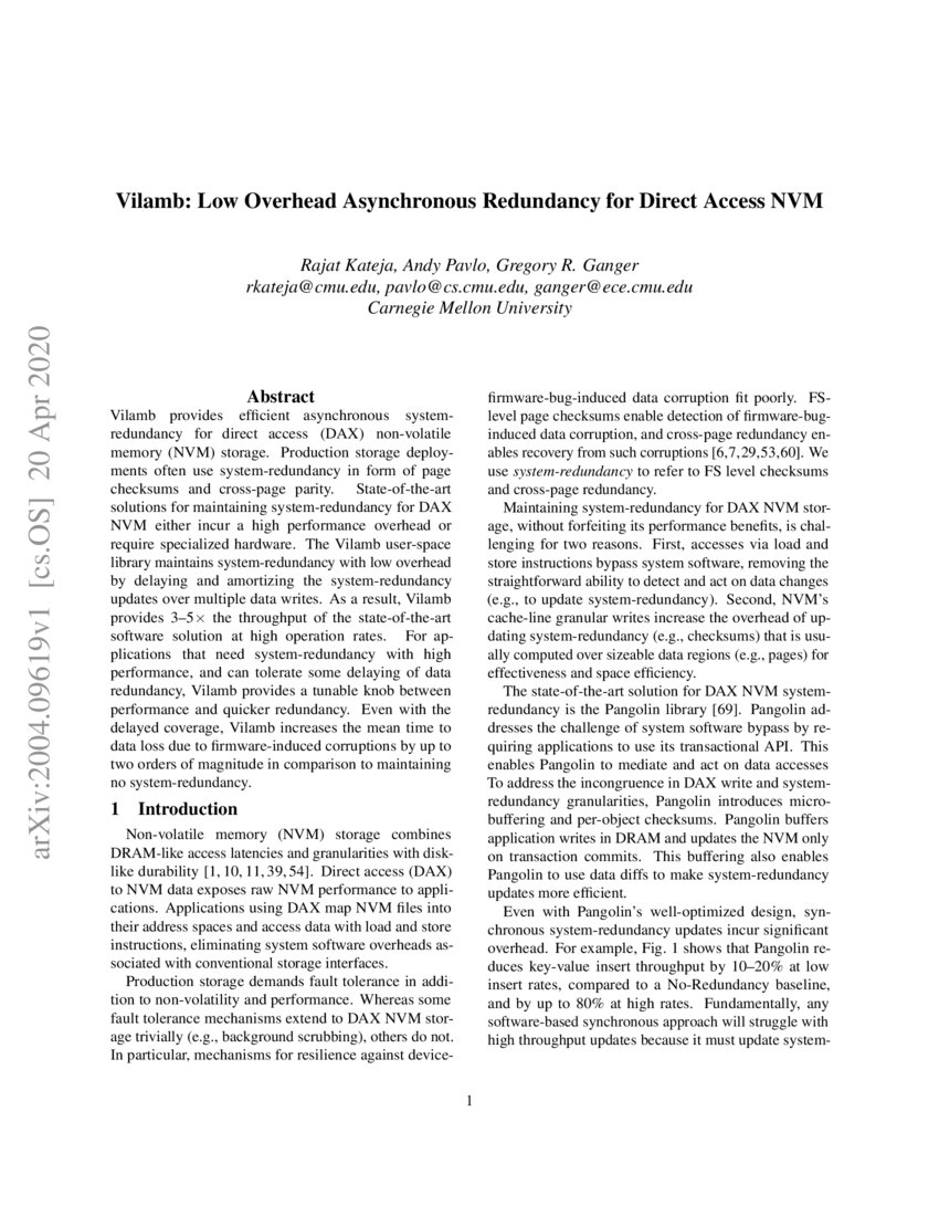 Vilamb: Low Overhead Asynchronous Redundancy for Direct Access NVM | DeepAI