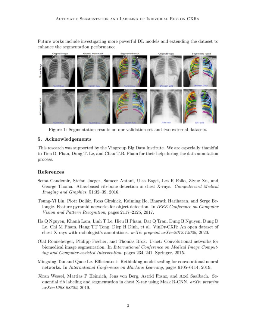 VinDr-RibCXR: A Benchmark Dataset for Automatic Segmentation and Labeling of Individual Ribs on ...