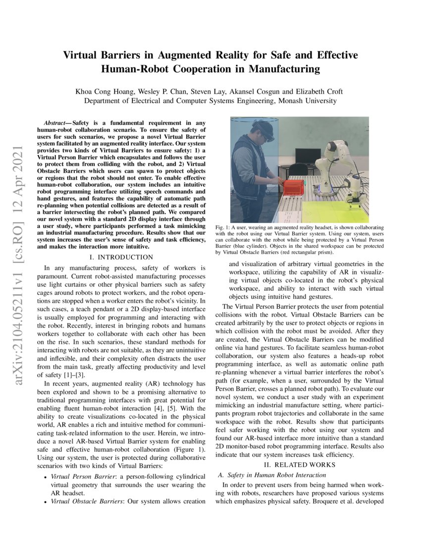 Virtual Barriers in Augmented Reality for Safe and Effective Human ...