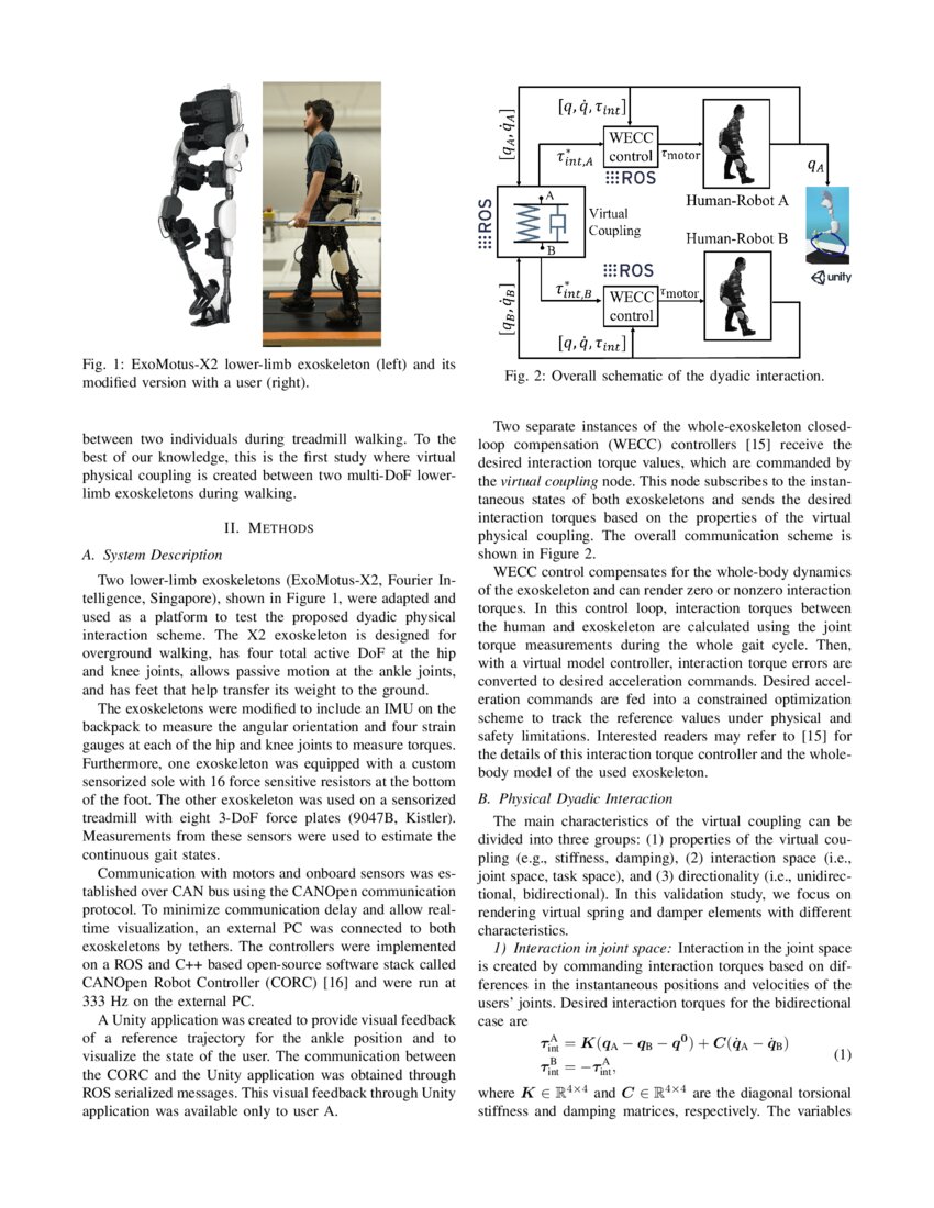 Virtual Physical Coupling of Two Lower-Limb Exoskeletons | DeepAI