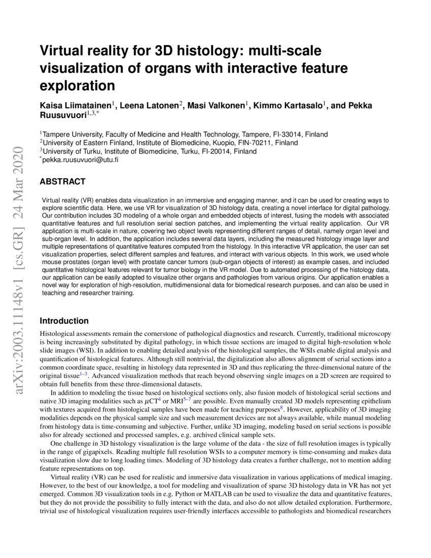 Virtual reality for 3D histology: multi-scale visualization of organs ...