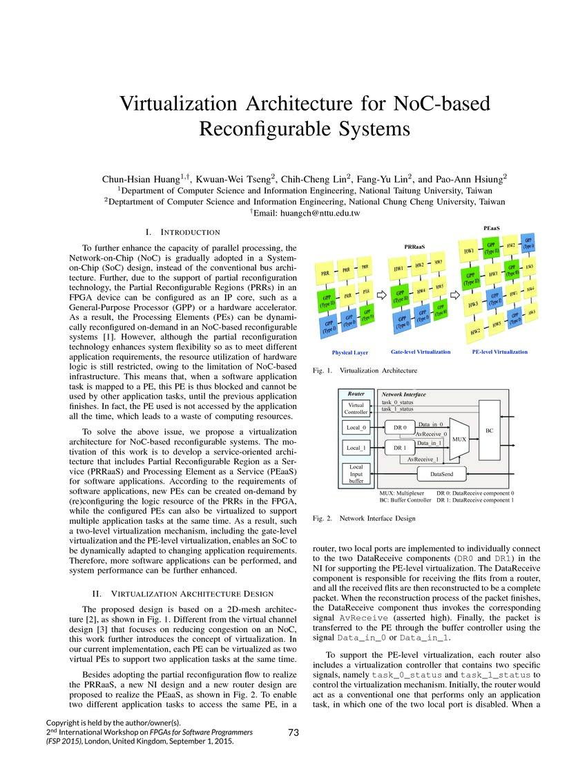 Virtualization Architecture for NoC-based Reconfigurable Systems | DeepAI