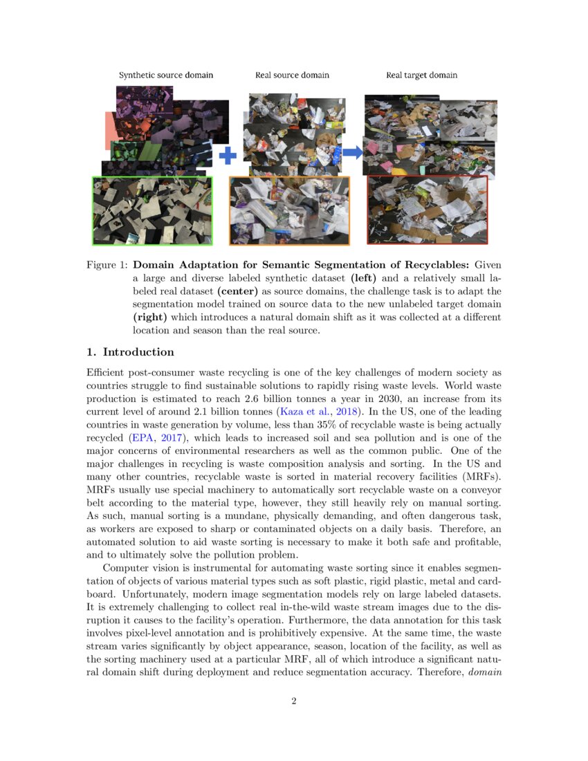 VisDA 2022 Challenge: Domain Adaptation for Industrial Waste Sorting ...