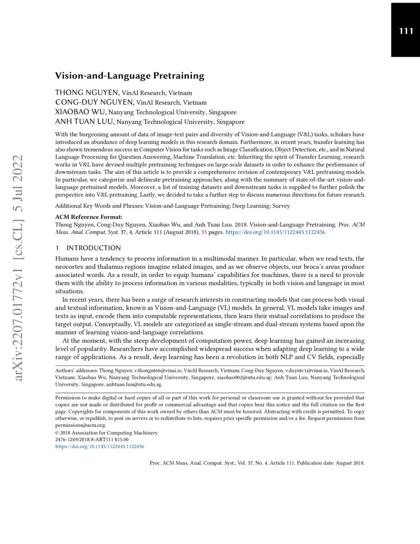 Vision-and-Language Pretraining | DeepAI