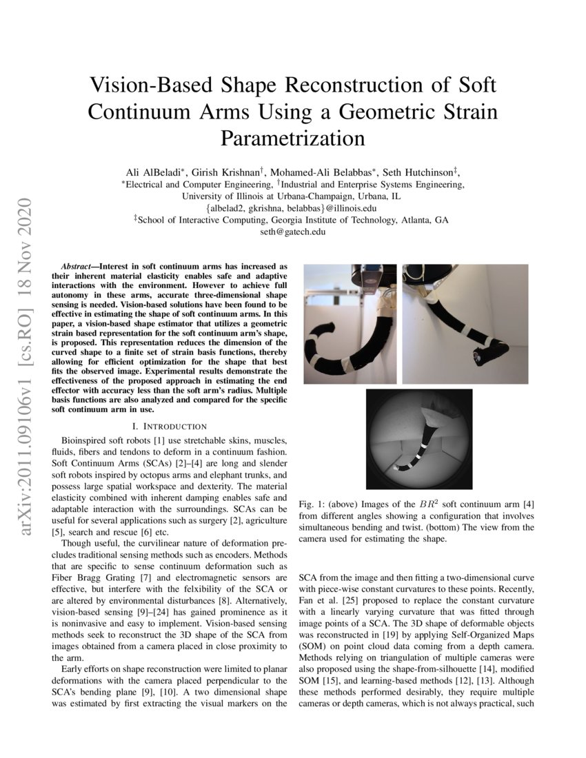 Vision-Based Shape Reconstruction of Soft Continuum Arms Using a Geometric Strain ...