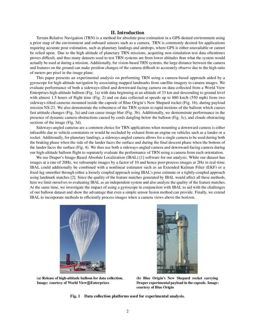 Vision-Based Terrain Relative Navigation on High-Altitude Balloon and ...
