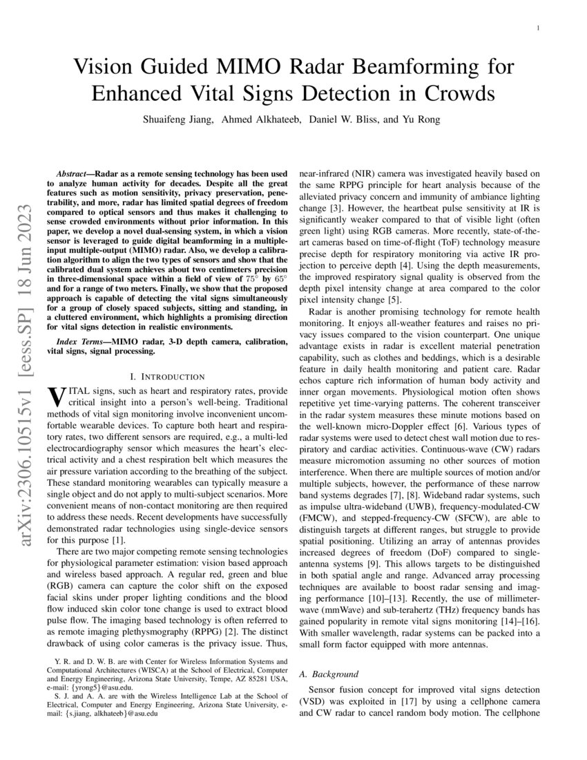 Vision Guided Mimo Radar Beamforming For Enhanced Vital Signs Detection
