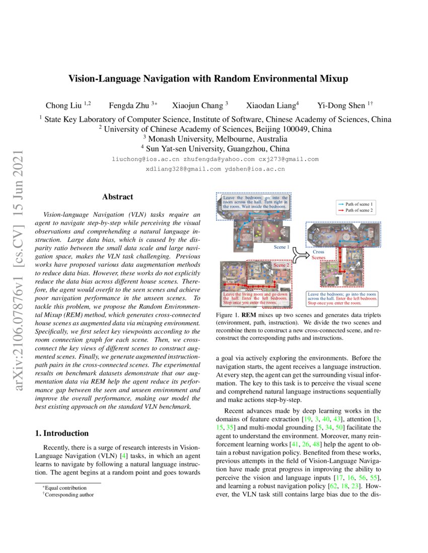 Vision-Language Navigation with Random Environmental Mixup | DeepAI