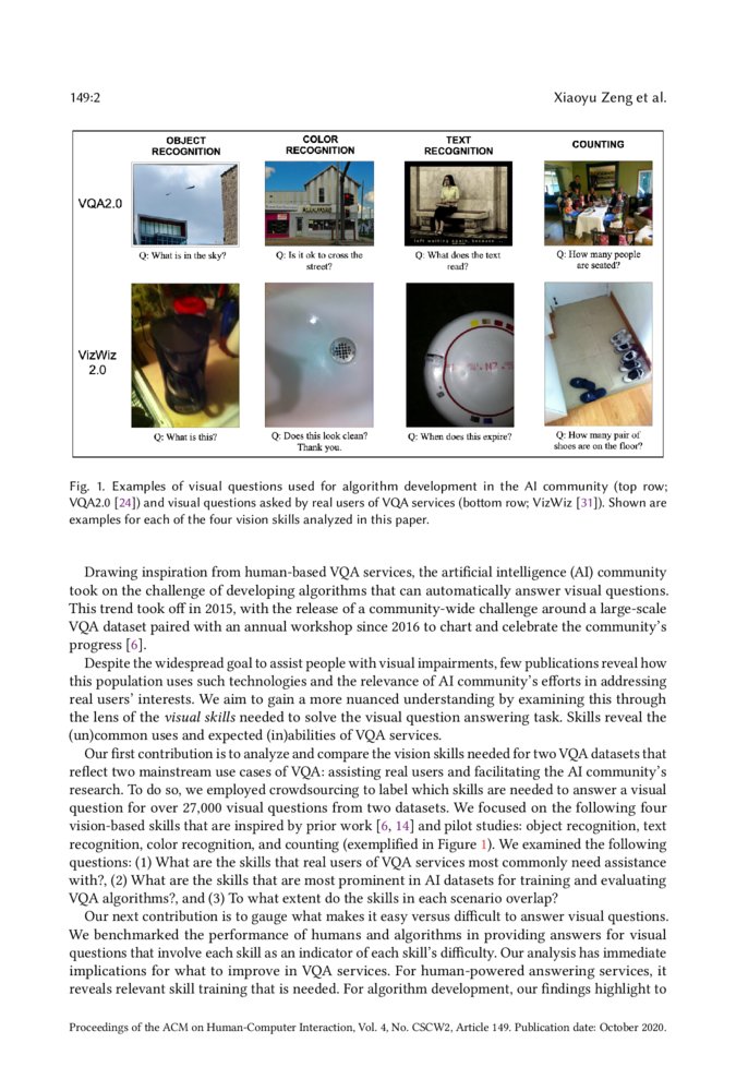Vision Skills Needed to Answer Visual Questions | DeepAI