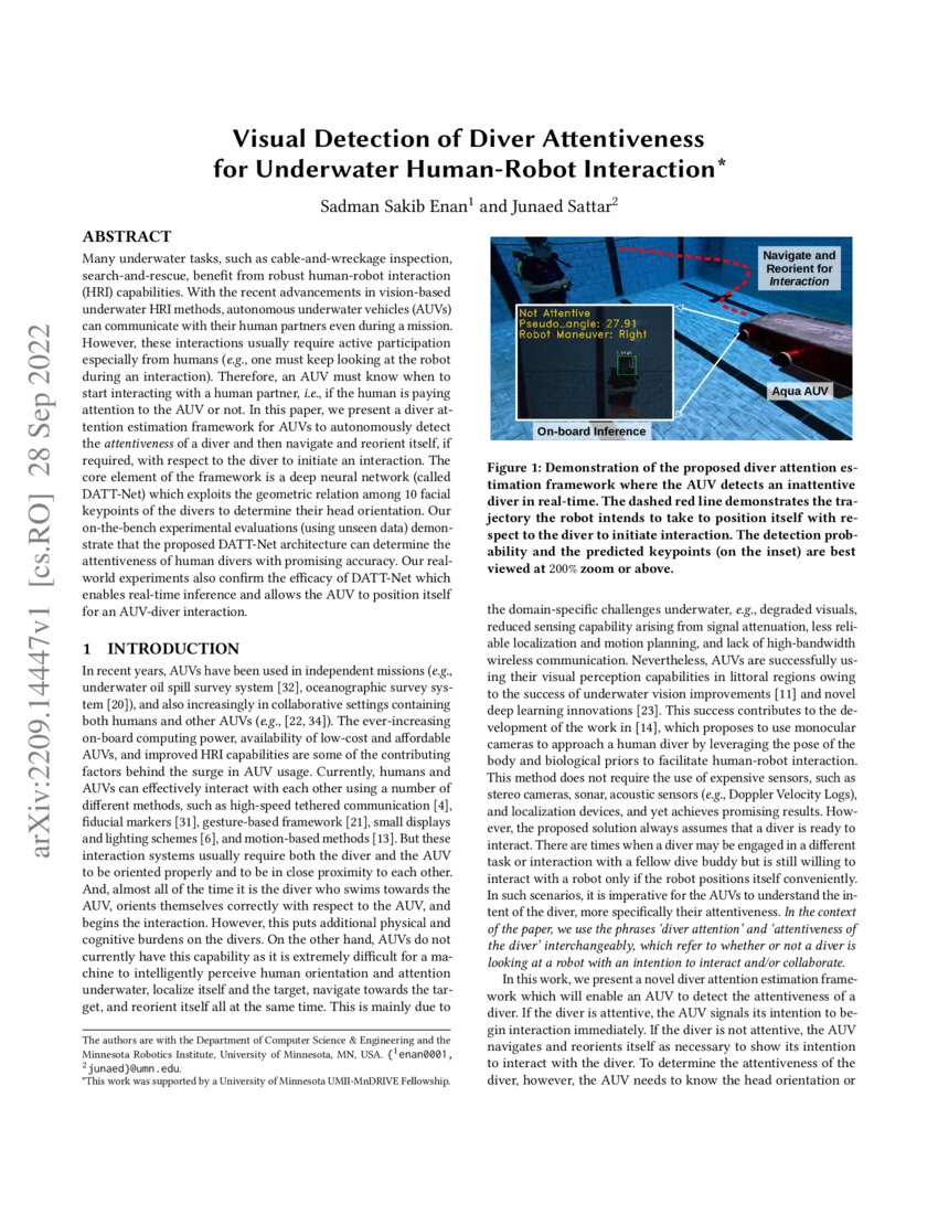 Visual Detection of Diver Attentiveness for Underwater Human-Robot Interaction | DeepAI