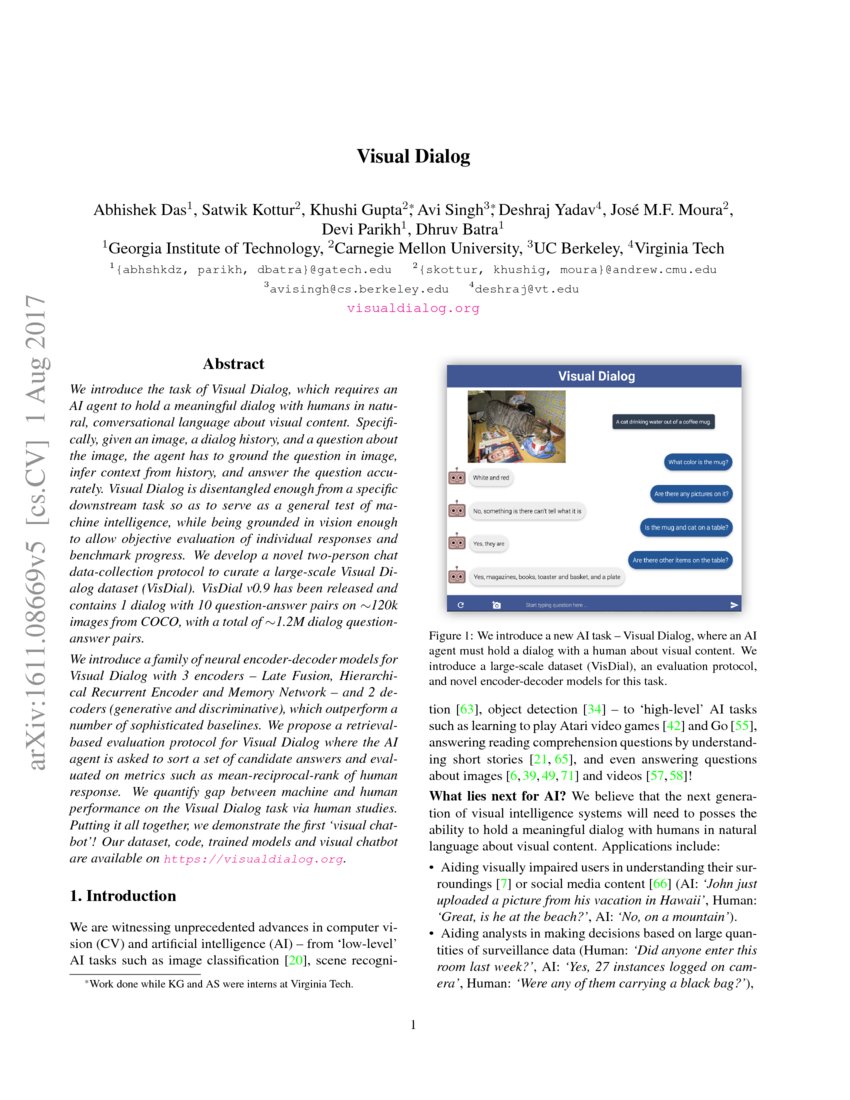 Visual Dialog | DeepAI