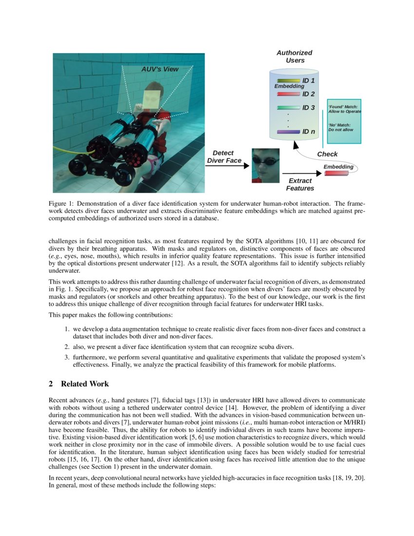 Visual Diver Face Recognition for Underwater Human-Robot Interaction ...