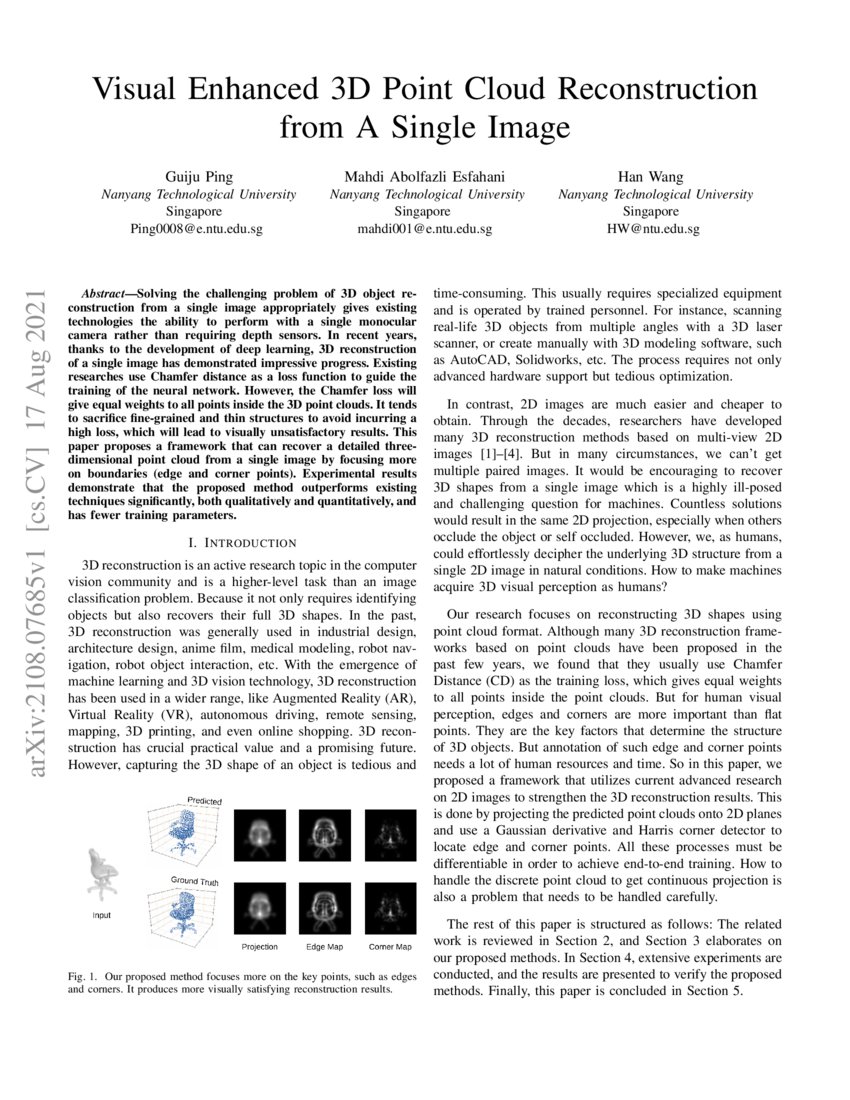 Visual Enhanced 3D Point Cloud Reconstruction from A Single Image | DeepAI