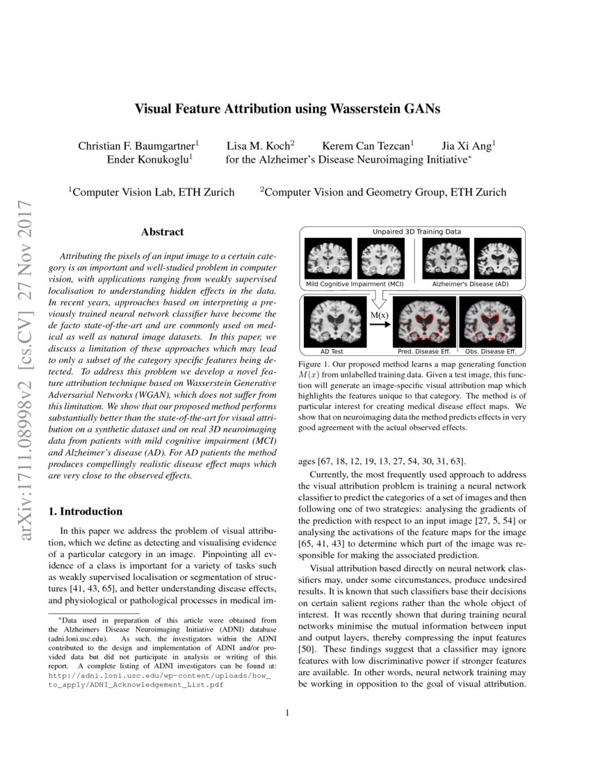 Visual Feature Attribution using Wasserstein GANs | DeepAI