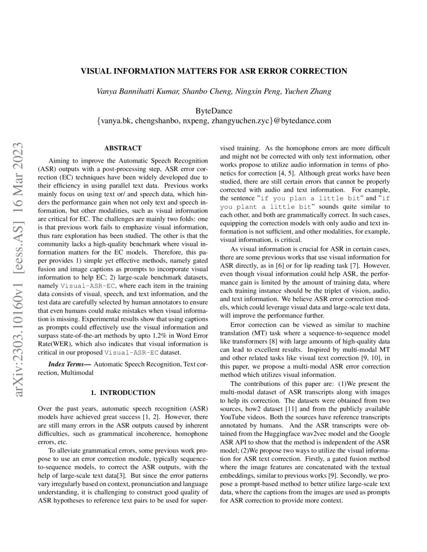 Visual Information Matters For Asr Error Correction Deepai
