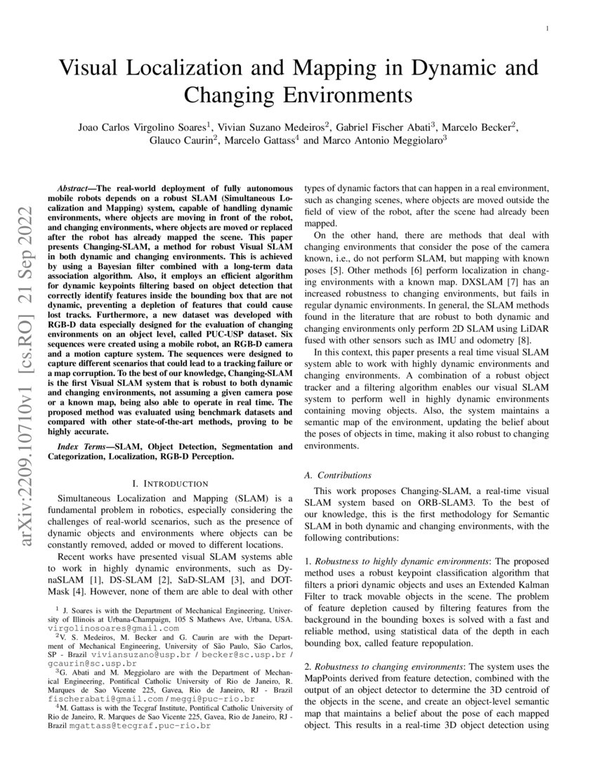 Visual Localization and Mapping in Dynamic and Changing Environments | DeepAI