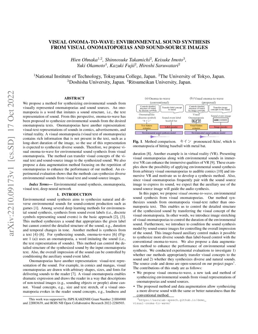 Visual onoma-to-wave: environmental sound synthesis from visual onomatopoeias and sound-source ...