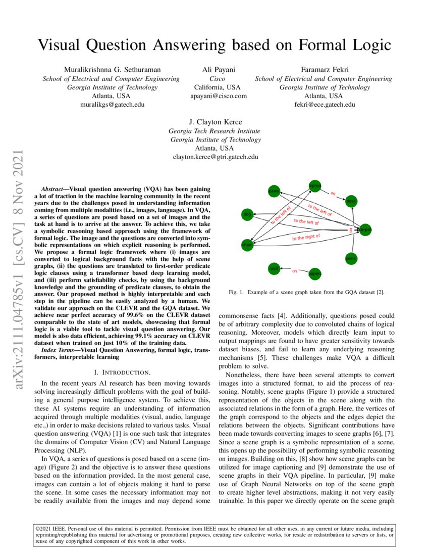 Visual Question Answering based on Formal Logic | DeepAI