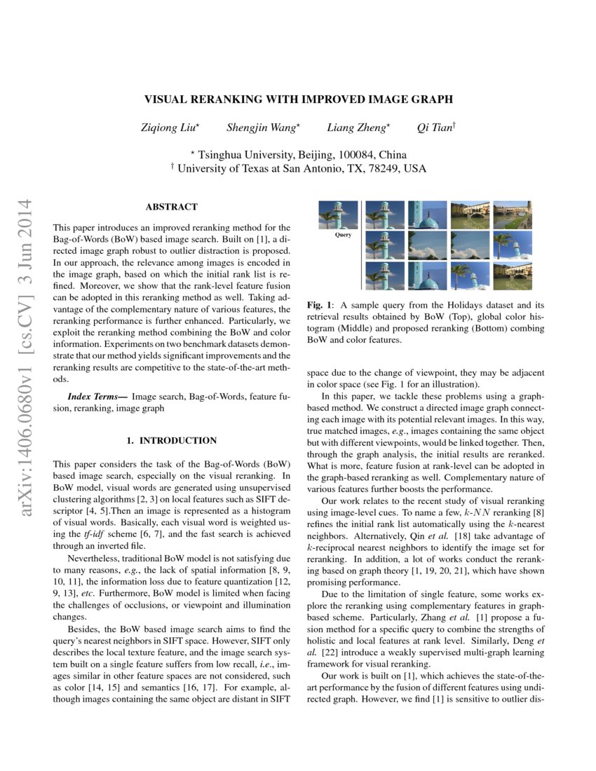 Visual Reranking with Improved Image Graph | DeepAI