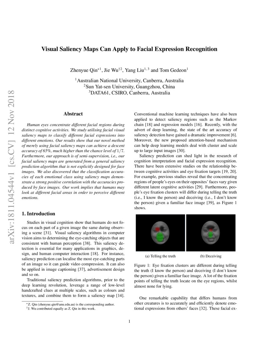 Visual Saliency Maps Can Apply To Facial Expression Recognition Deepai