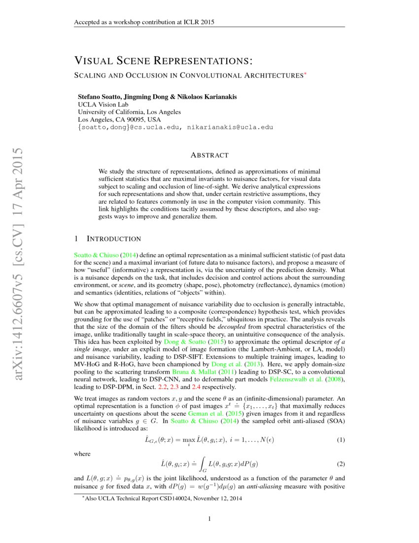 Visual Scene Representations: Contrast, Scaling and Occlusion | DeepAI