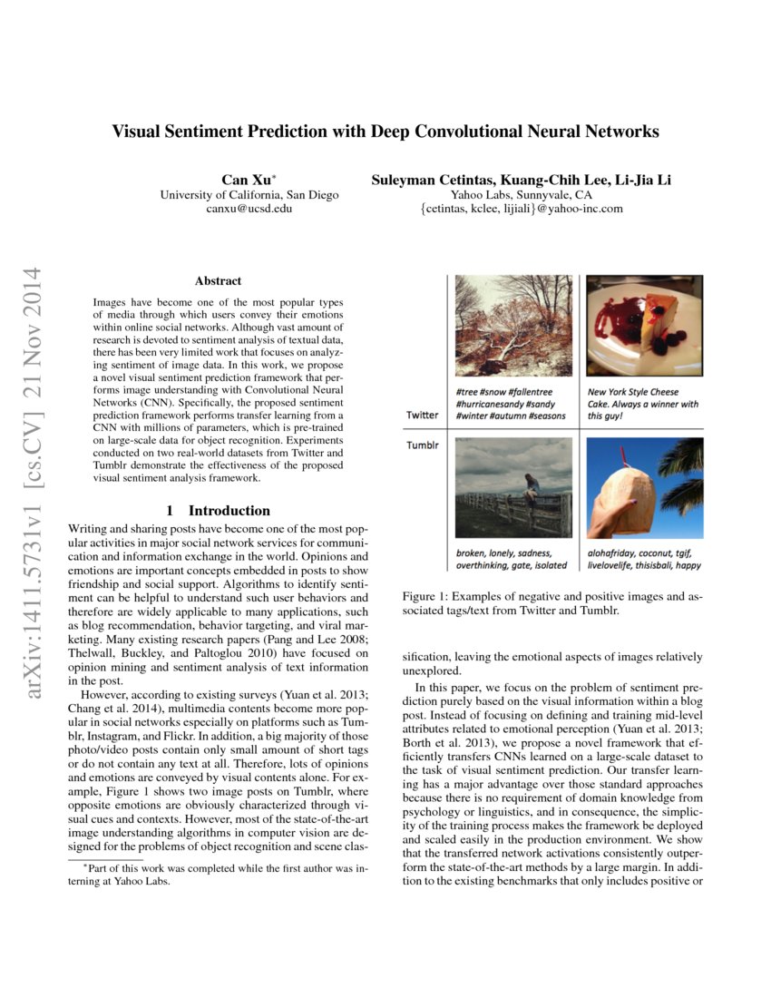 Visual Sentiment Prediction With Deep Convolutional Neural Networks 8509