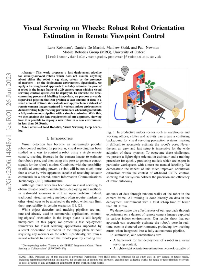 Visual Servoing On Wheels Robust Robot Orientation Estimation In Remote Viewpoint Control Deepai