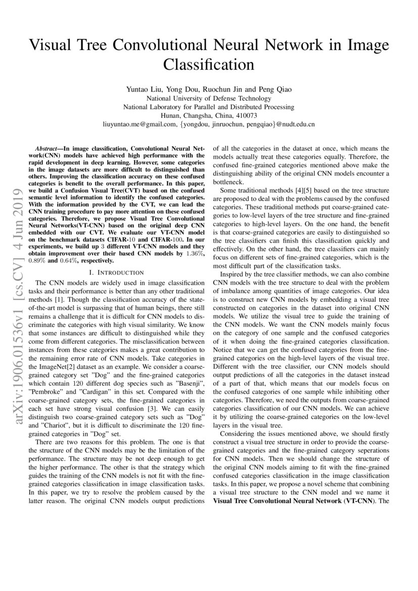 Visual Tree Convolutional Neural Network in Image Classification | DeepAI