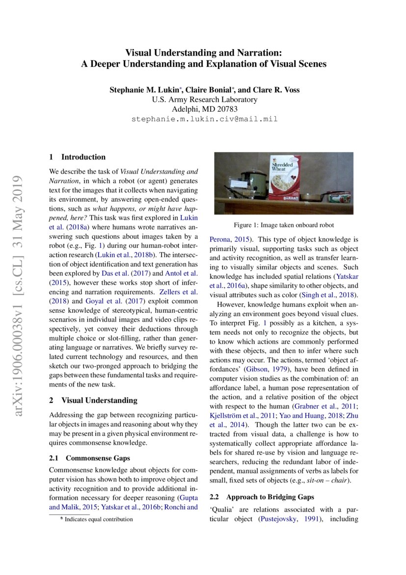 Visual Understanding and Narration: A Deeper Understanding and ...