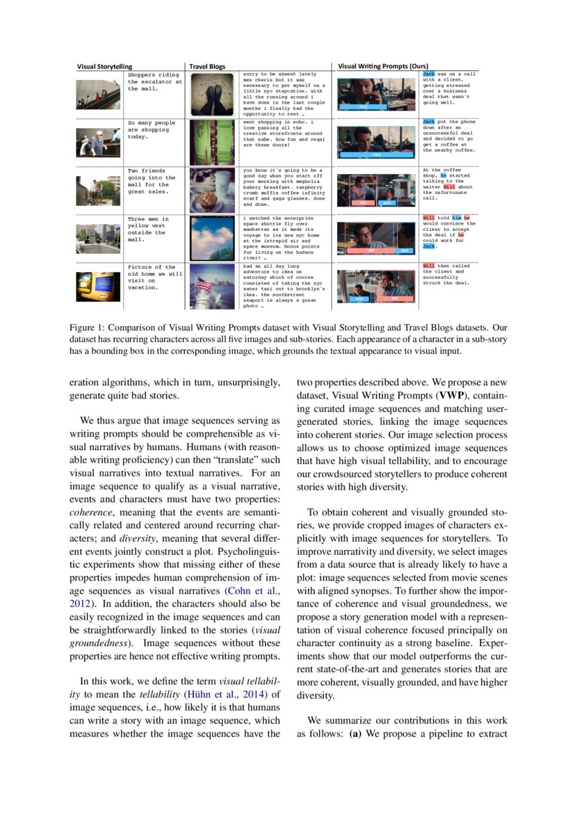 Visual Writing Prompts: Character-Grounded Story Generation with Curated Image Sequences | DeepAI