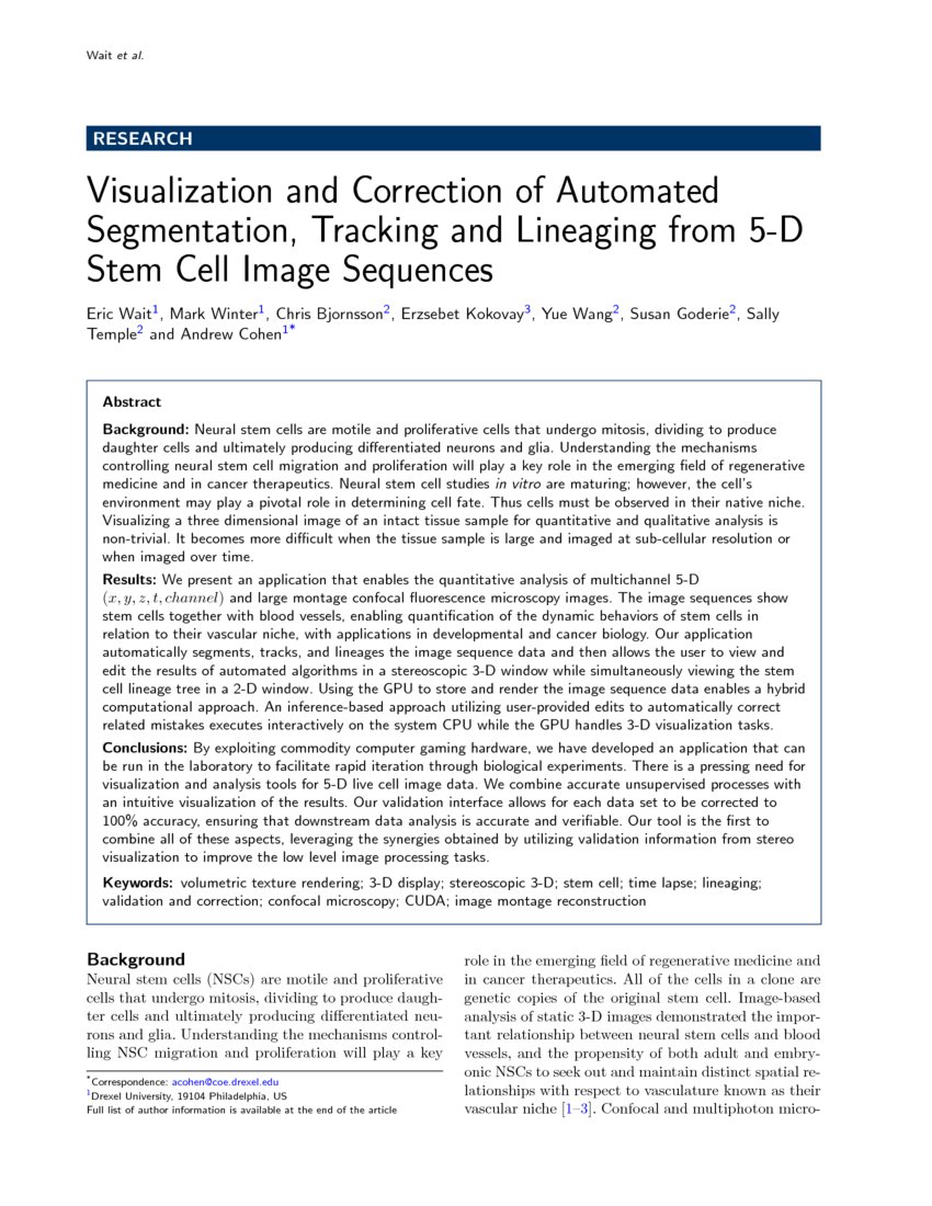 Visualization And Correction Of Automated Segmentation Tracking And Lineaging From 5 D Stem 1515