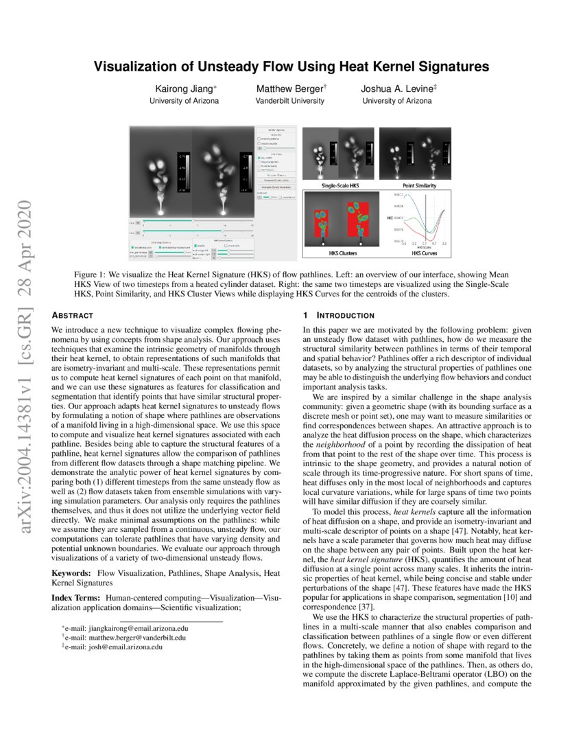 Visualization of Unsteady Flow Using Heat Kernel Signatures | DeepAI