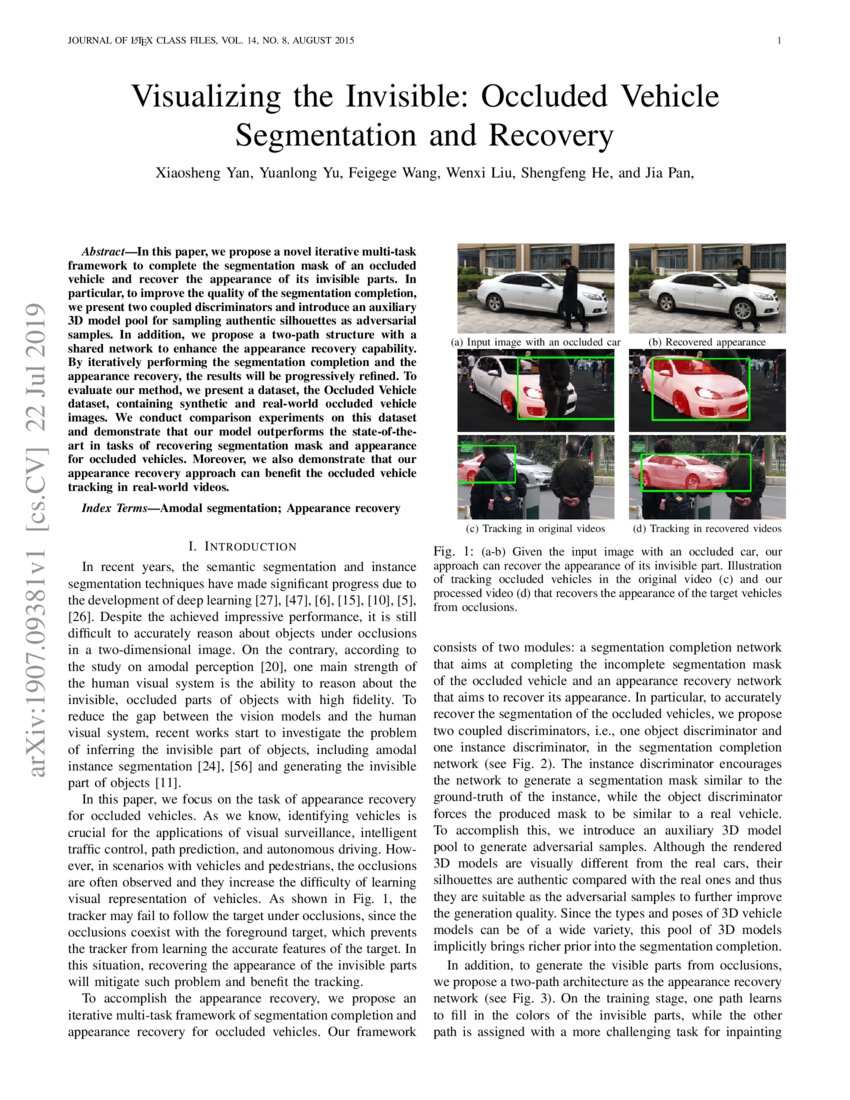 Visualizing the Invisible: Occluded Vehicle Segmentation and Recovery ...