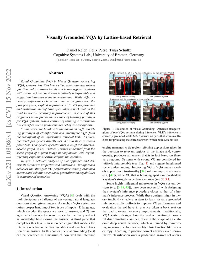 Visually Grounded VQA by Lattice-based Retrieval | DeepAI