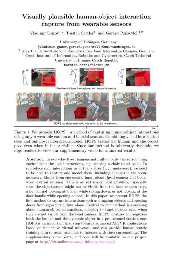 Visually plausible human-object interaction capture from wearable ...