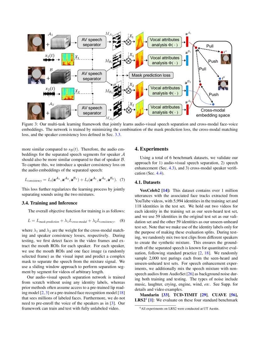 Visualvoice Audio Visual Speech Separation With Cross Modal