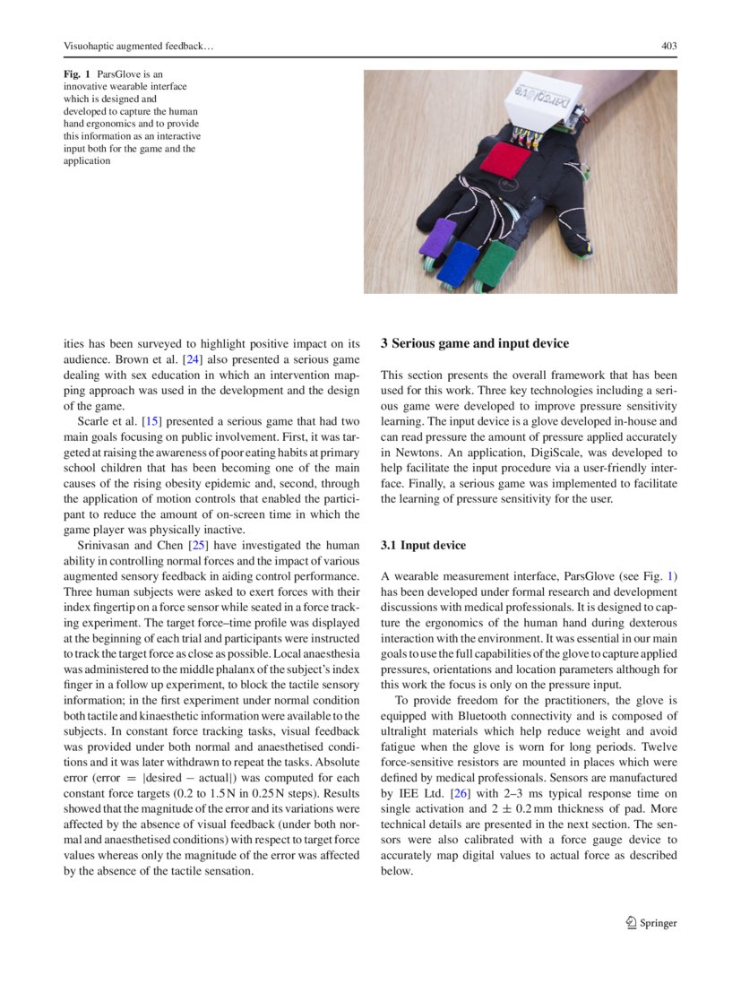 Visuohaptic augmented feedback for enhancing motor skills acquisition ...