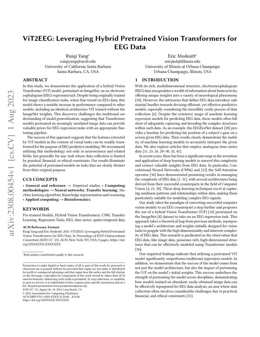 ViT2EEG: Leveraging Hybrid Pretrained Vision Transformers for EEG Data ...