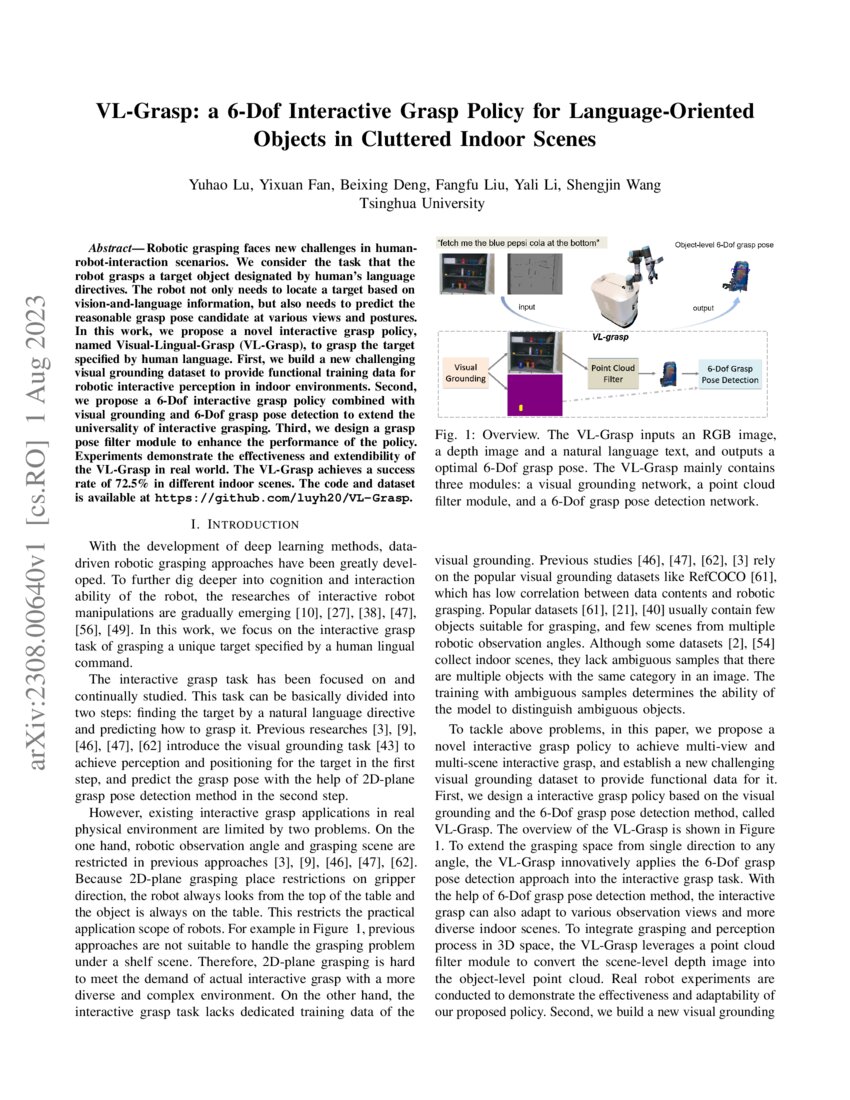 VL-Grasp: a 6-Dof Interactive Grasp Policy for Language-Oriented Objects in Cluttered Indoor ...