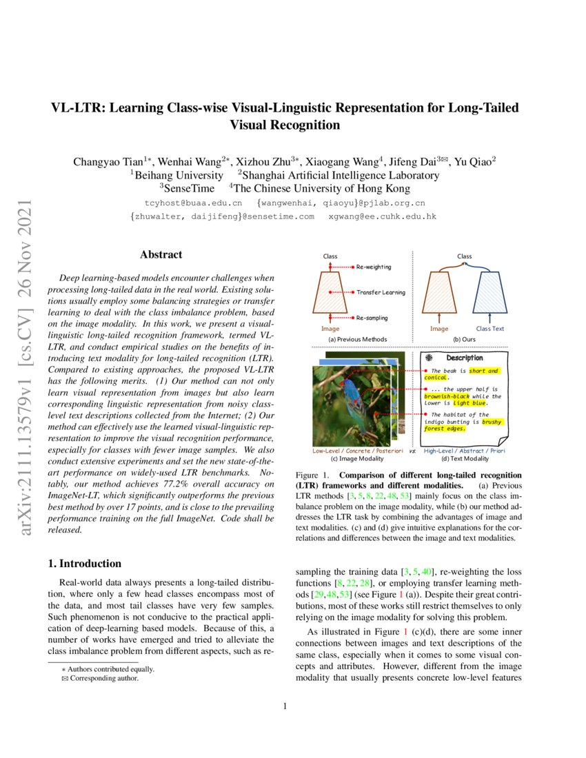 VL-LTR: Learning Class-wise Visual-Linguistic Representation for Long-Tailed Visual Recognition ...