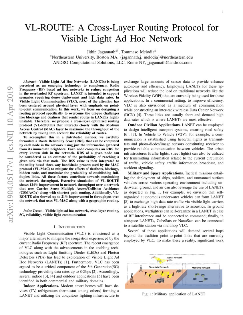 VL-ROUTE: A Cross-Layer Routing Protocol for Visible Light Ad Hoc ...
