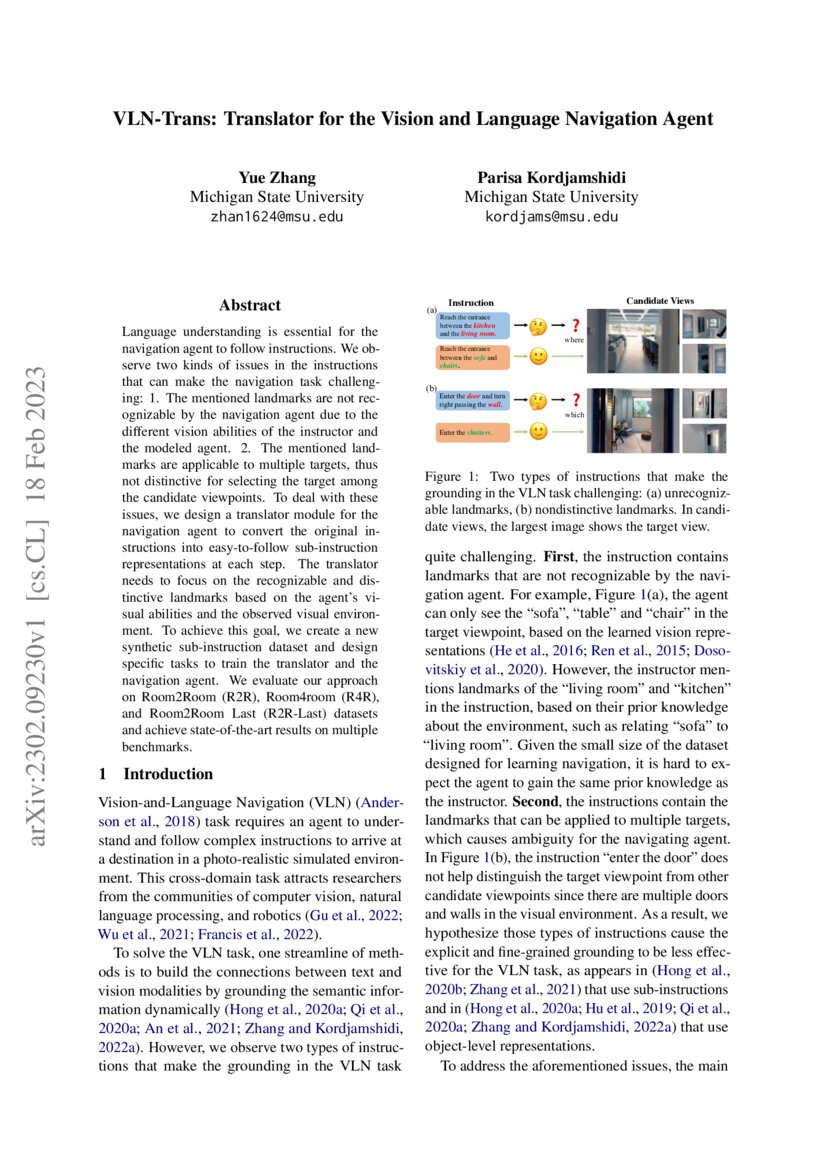 VLN-Trans: Translator for the Vision and Language Navigation Agent | DeepAI