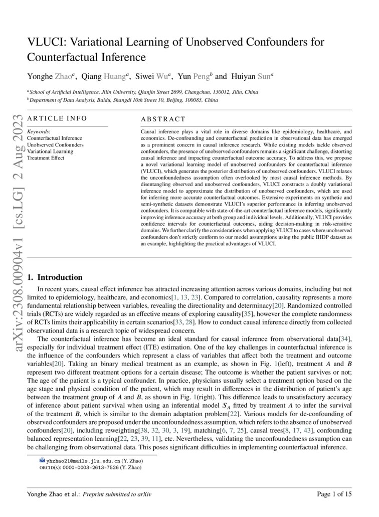 Vluci Variational Learning Of Unobserved Confounders For