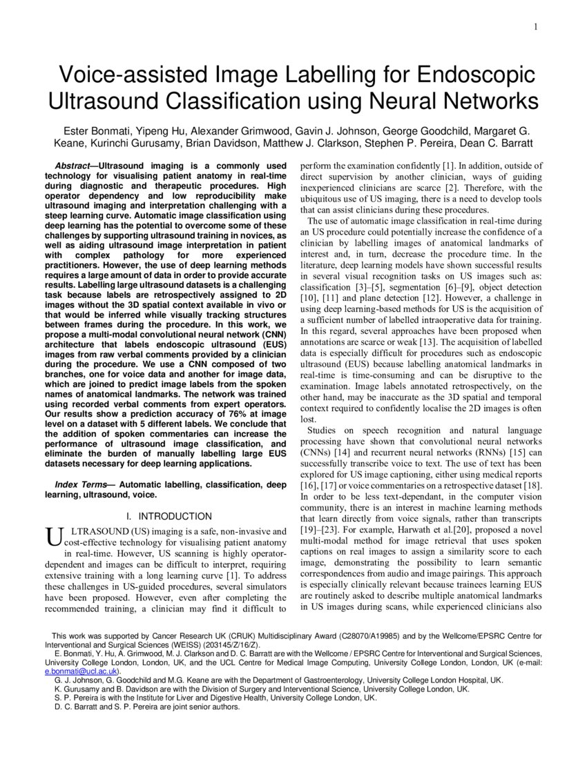 Voice-assisted Image Labelling for Endoscopic Ultrasound Classification ...