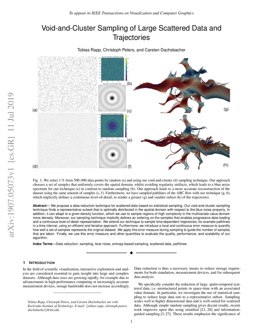 Void-and-Cluster Sampling of Large Scattered Data and Trajectories | DeepAI