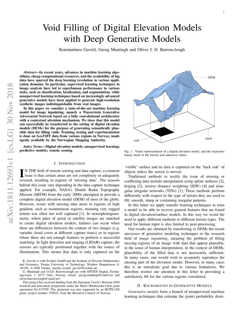 Void Filling of Digital Elevation Models with Deep Generative Models ...